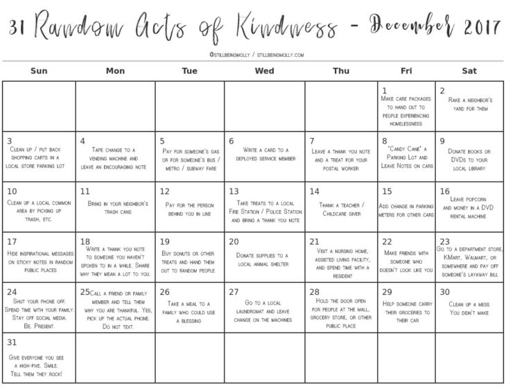 31 Random Acts of Kindness | Christmas Advent | Still Being Molly